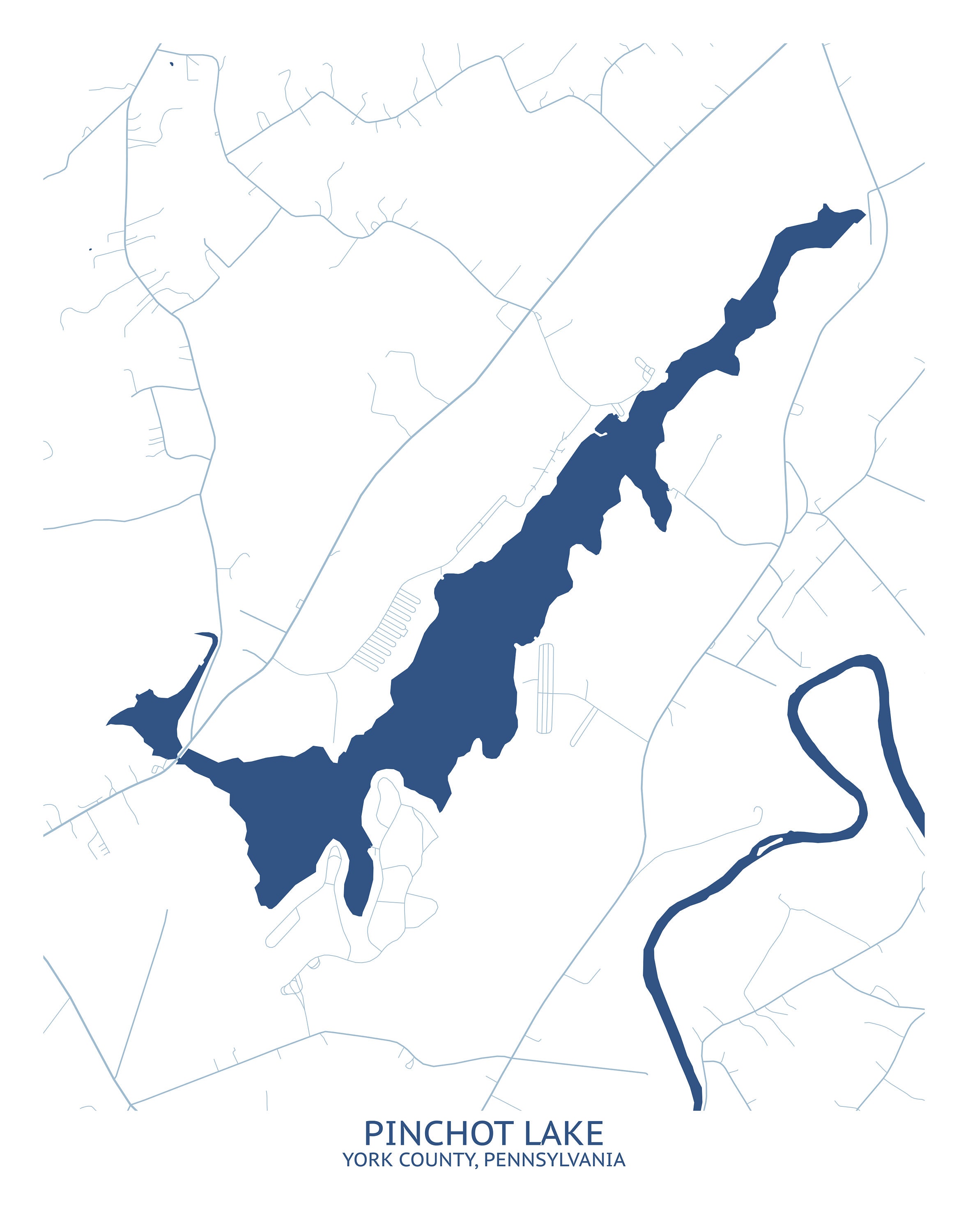 Pinchot Lake PA Map - Pittsburgh Map Company - Etsy