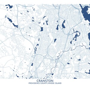 Cranston Rhode Island Map - Pittsburgh Map Company - Etsy