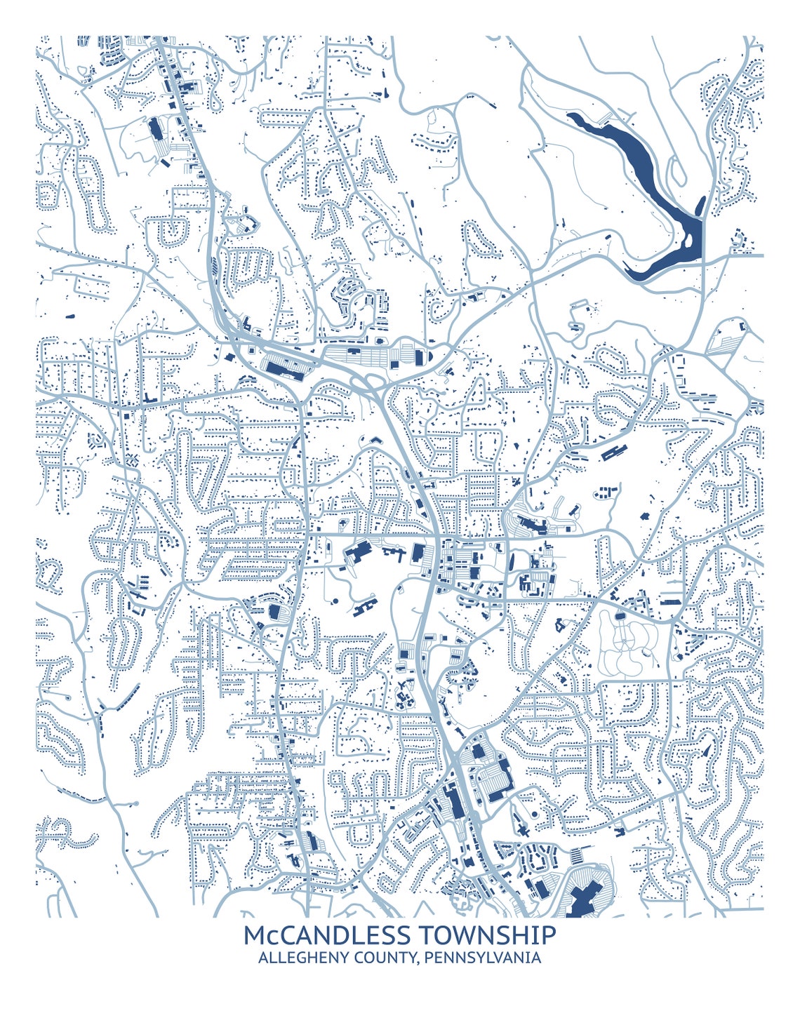 Mccandless Township PA Map Pittsburgh Map Company - Etsy