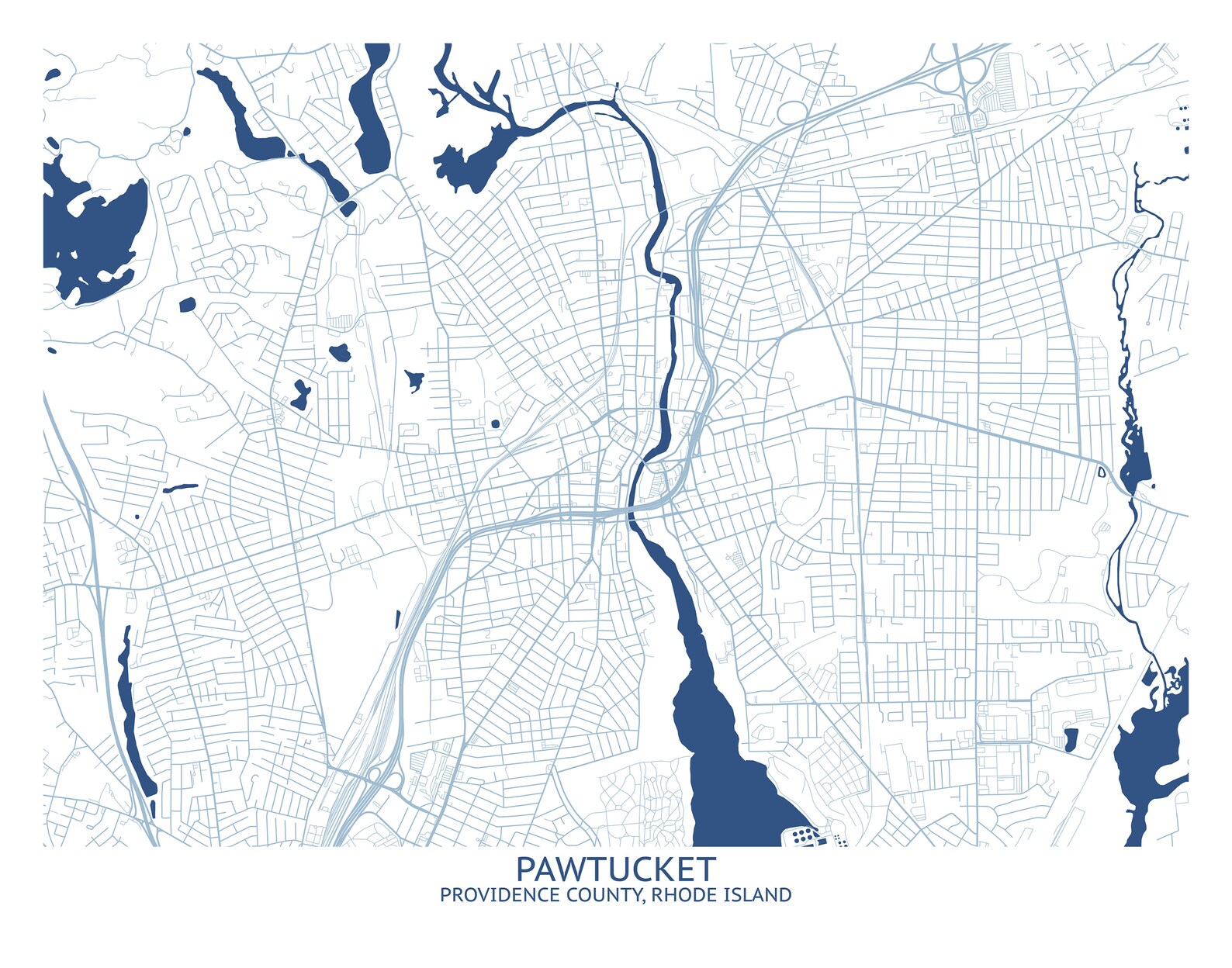 Pawtucket Rhode Island Map Pittsburgh Map Company - Etsy