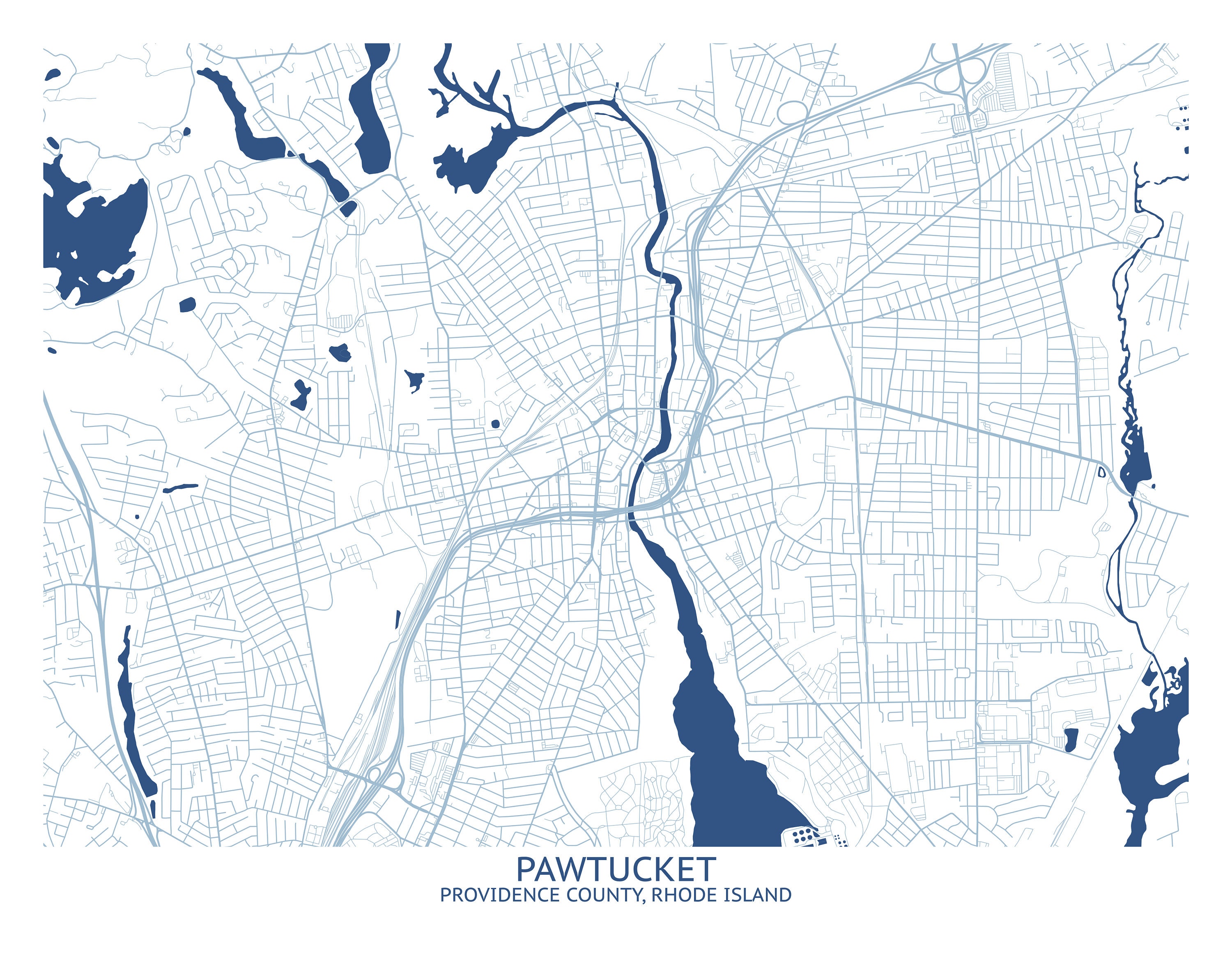 Pawtucket Rhode Island Map Pittsburgh Map Company - Etsy
