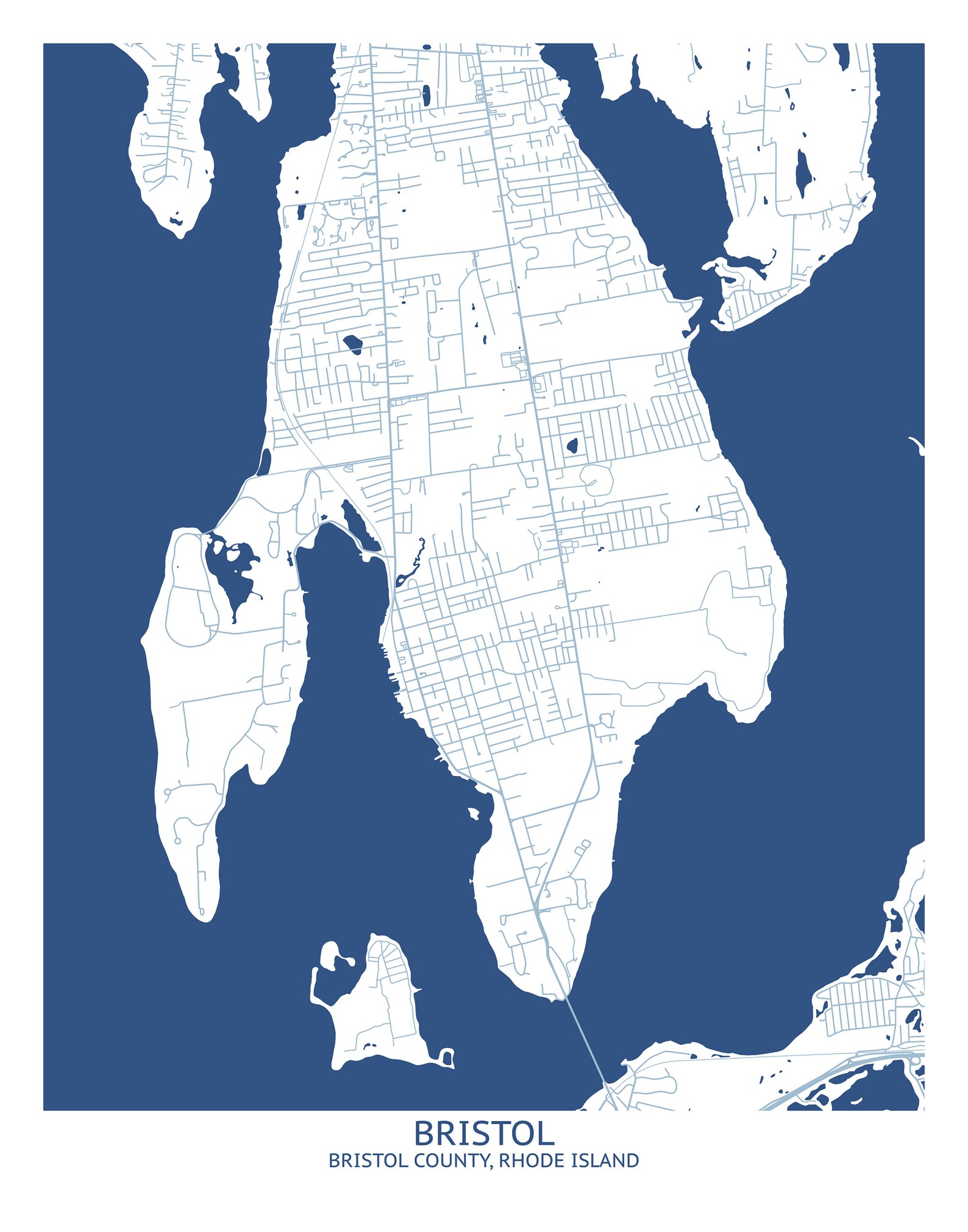 Bristol Rhode Island Map - Pittsburgh Map Company - Etsy