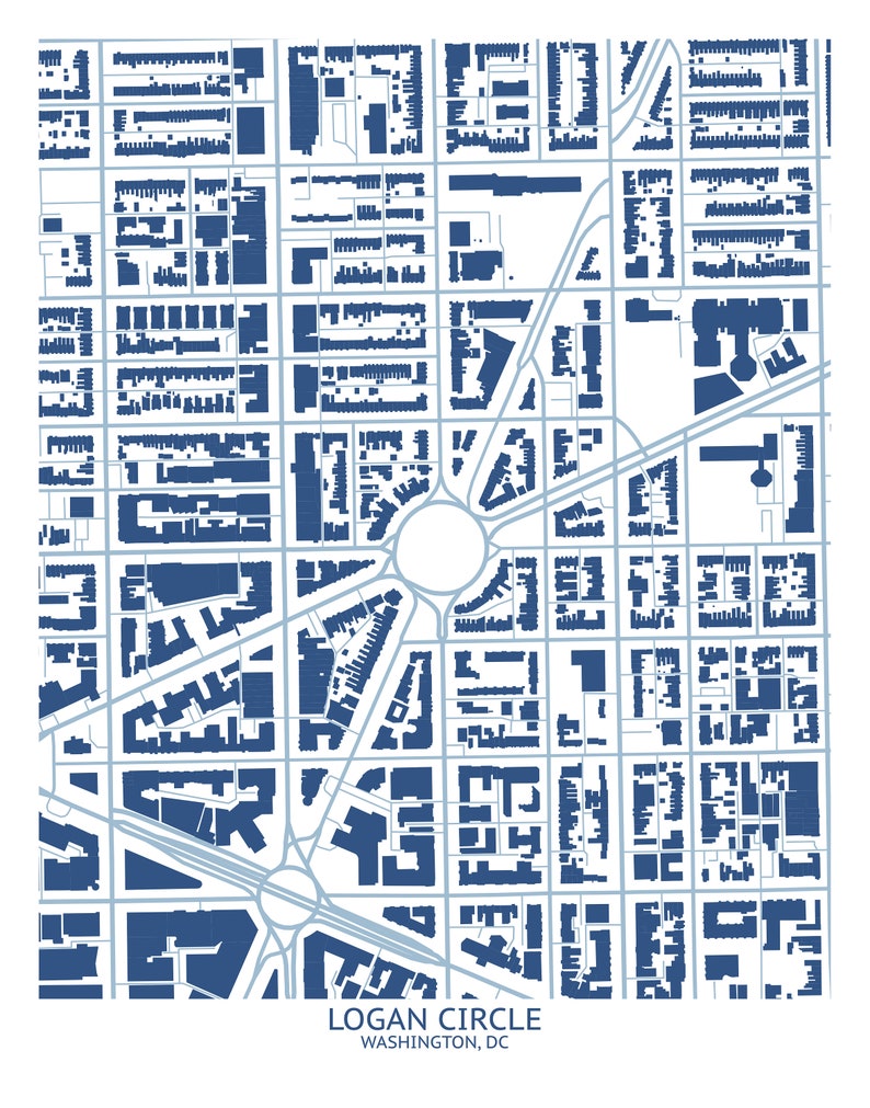 Logan Circle Washington DC Map Pittsburgh Map Company - Etsy