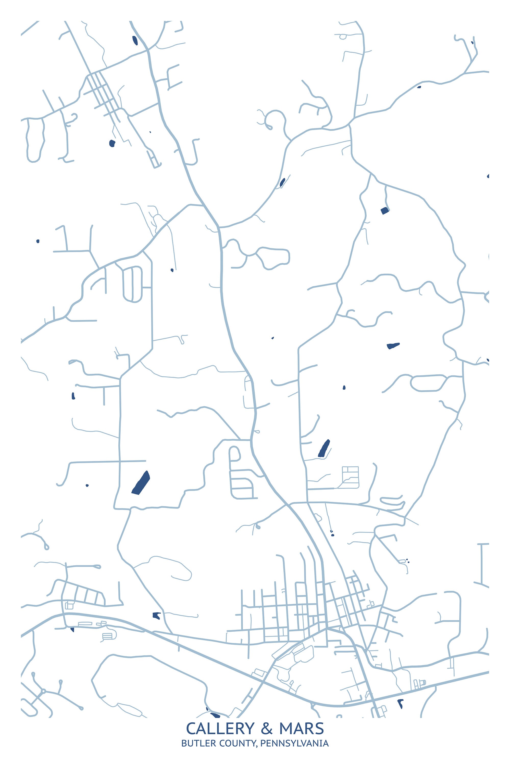 Callery and Mars PA Map - Pittsburgh Map Company - Etsy