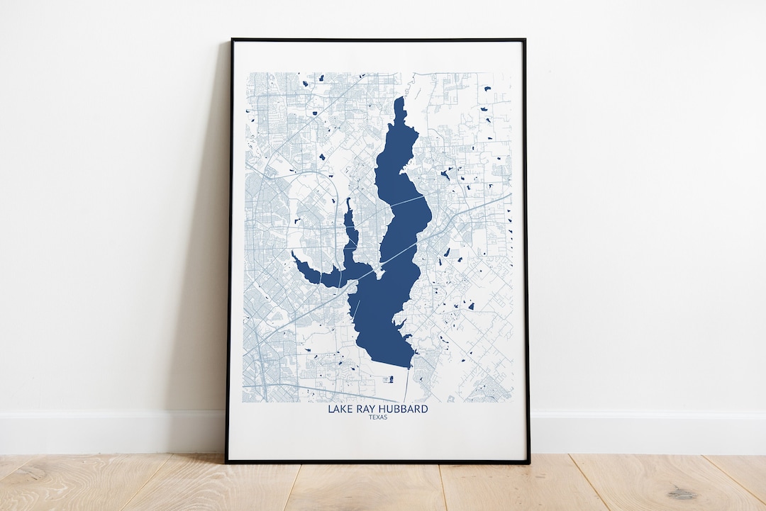 Lake Ray Hubbard Texas Map - Pittsburgh Map Company - Etsy
