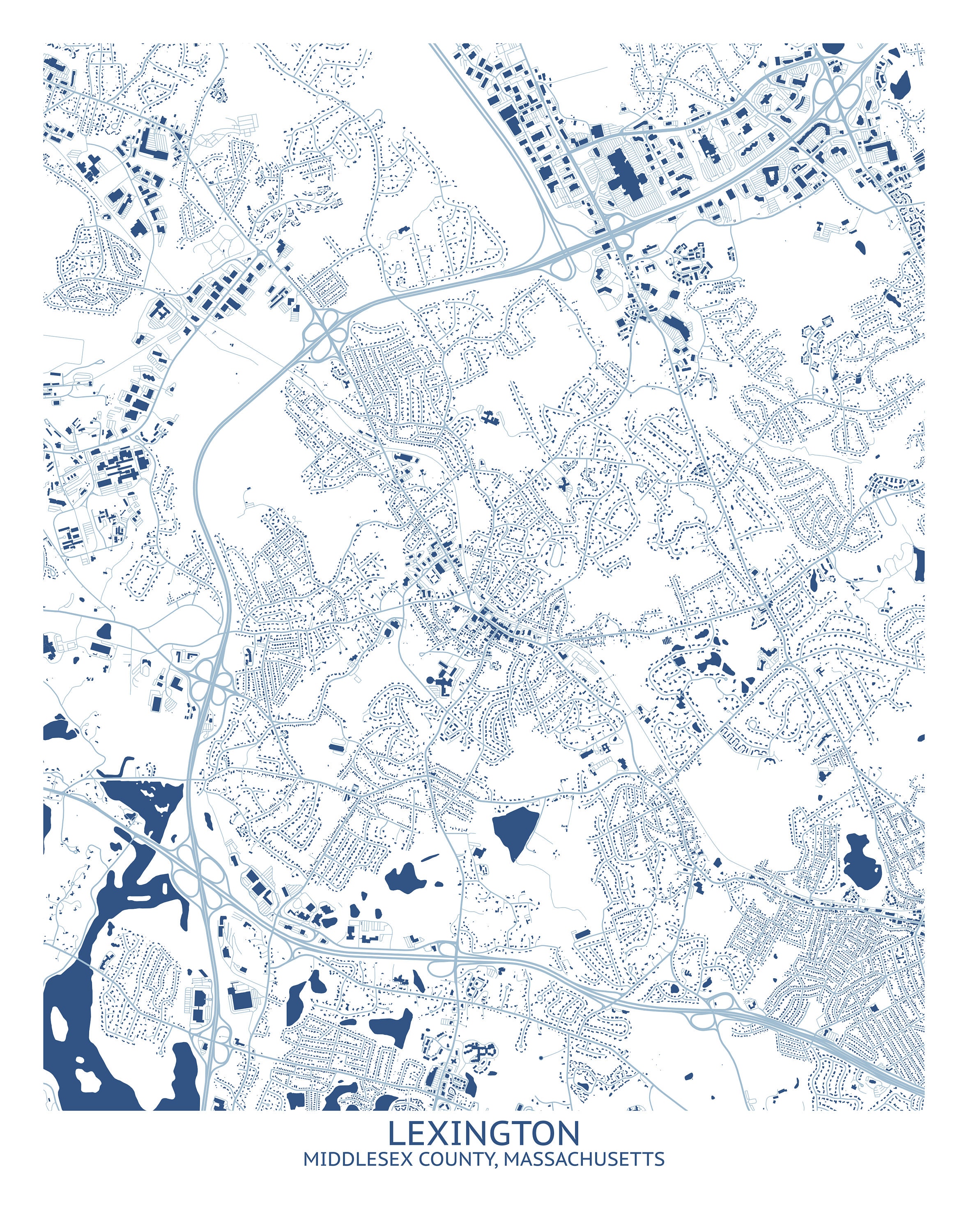 Lexington MA Map Pittsburgh Map Company - Etsy