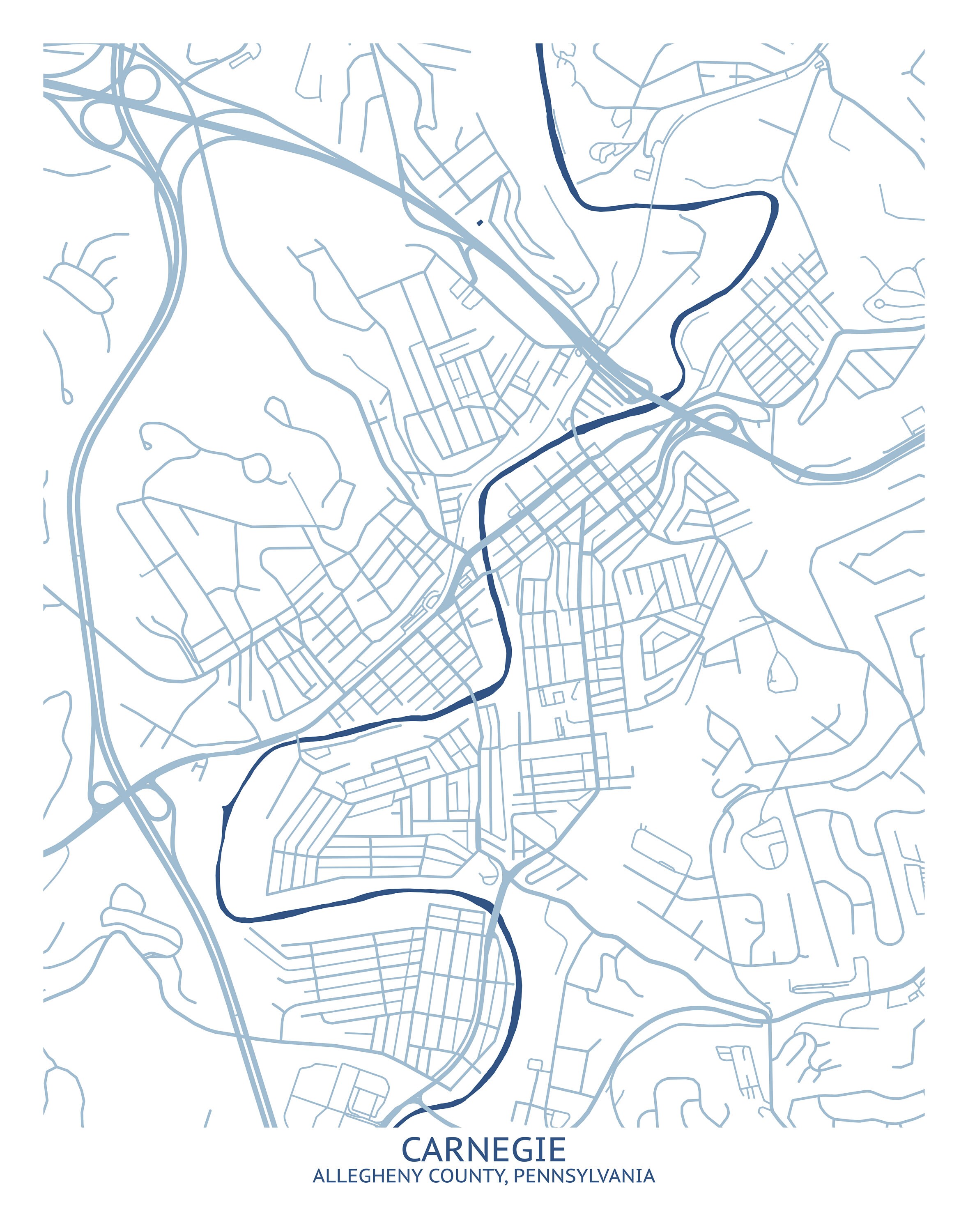 Carnegie PA Map Pittsburgh Map Company - Etsy