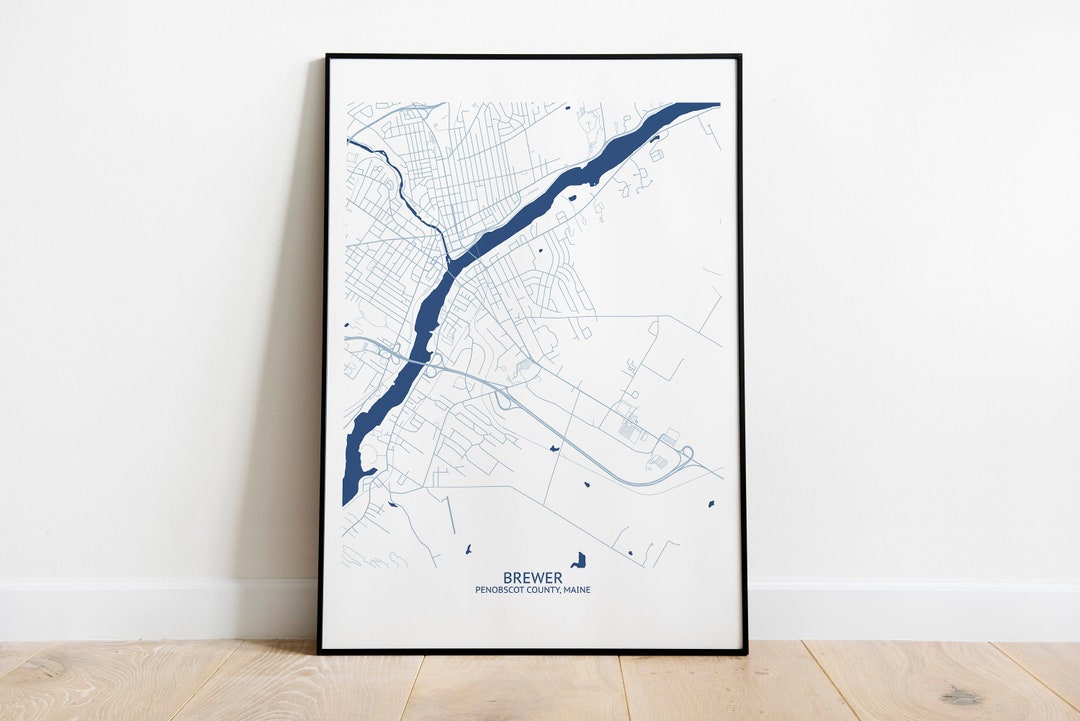 Brewer Maine Map - Pittsburgh Map Company - Etsy