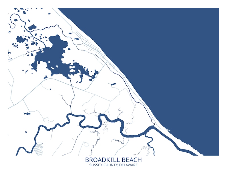 Broadkill Beach Delaware Map Pittsburgh Map Company - Etsy