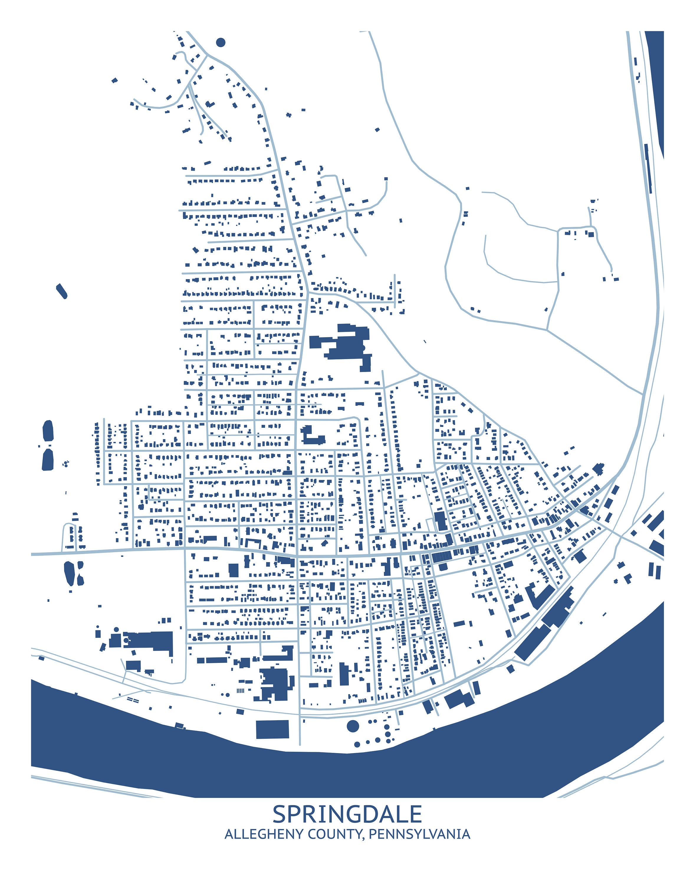 Springdale PA Map - Pittsburgh Map Company - Etsy