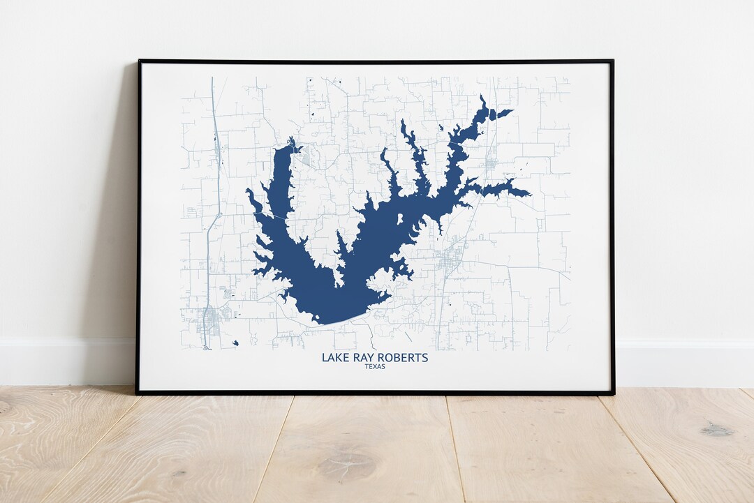 Lake Ray Roberts Texas Map - Pittsburgh Map Company - Etsy