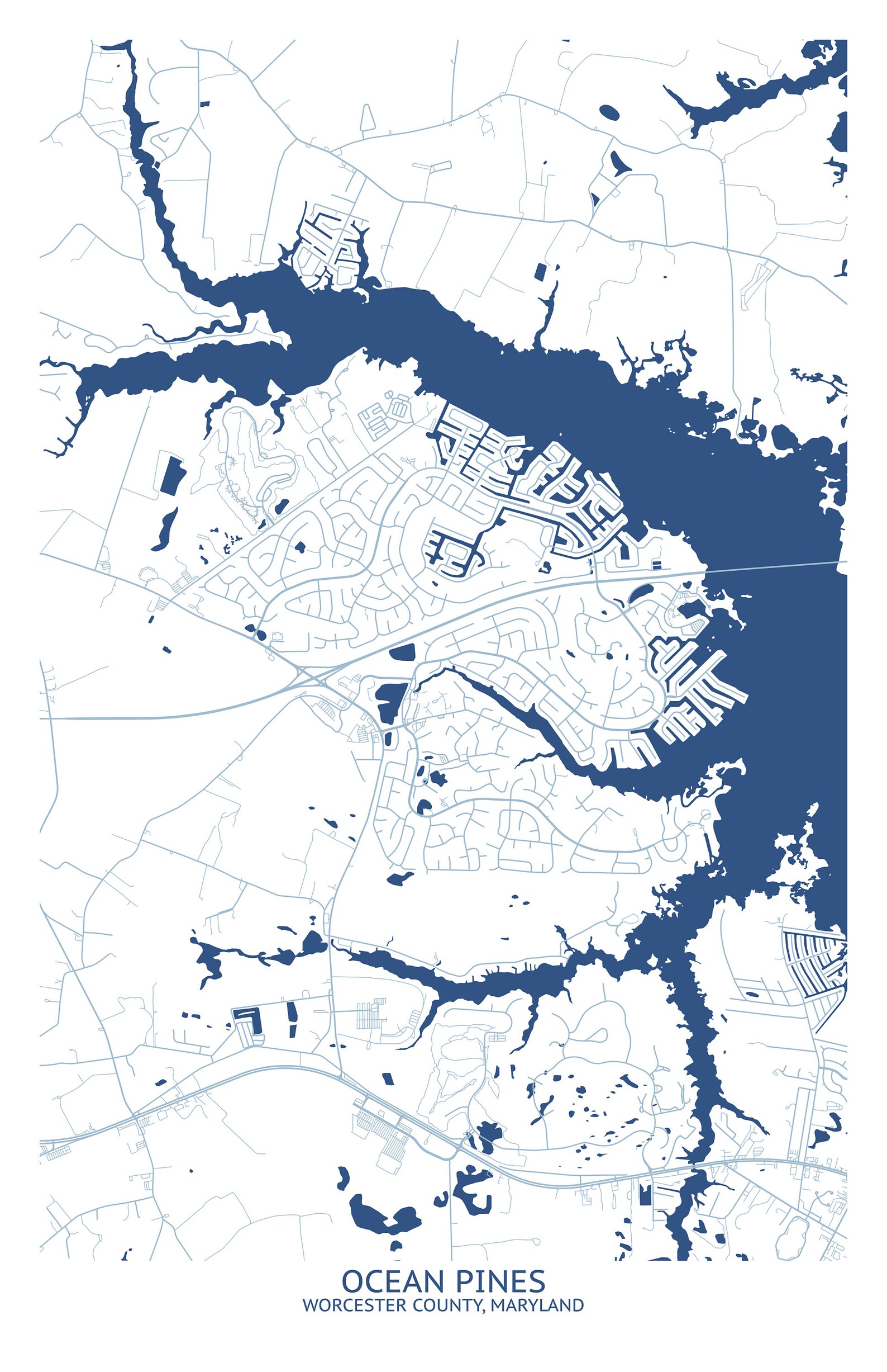 Ocean Pines Maryland Map - Pittsburgh Map Company - Etsy