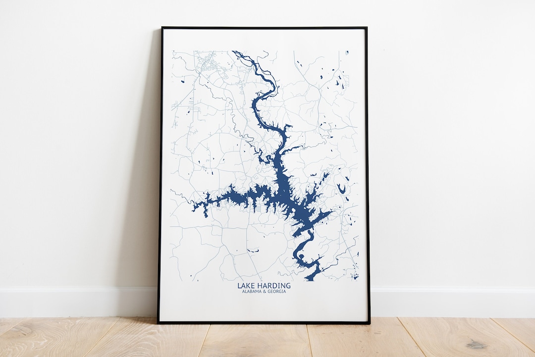 Lake Harding Alabama and Georgia Map - Pittsburgh Map Company - Etsy