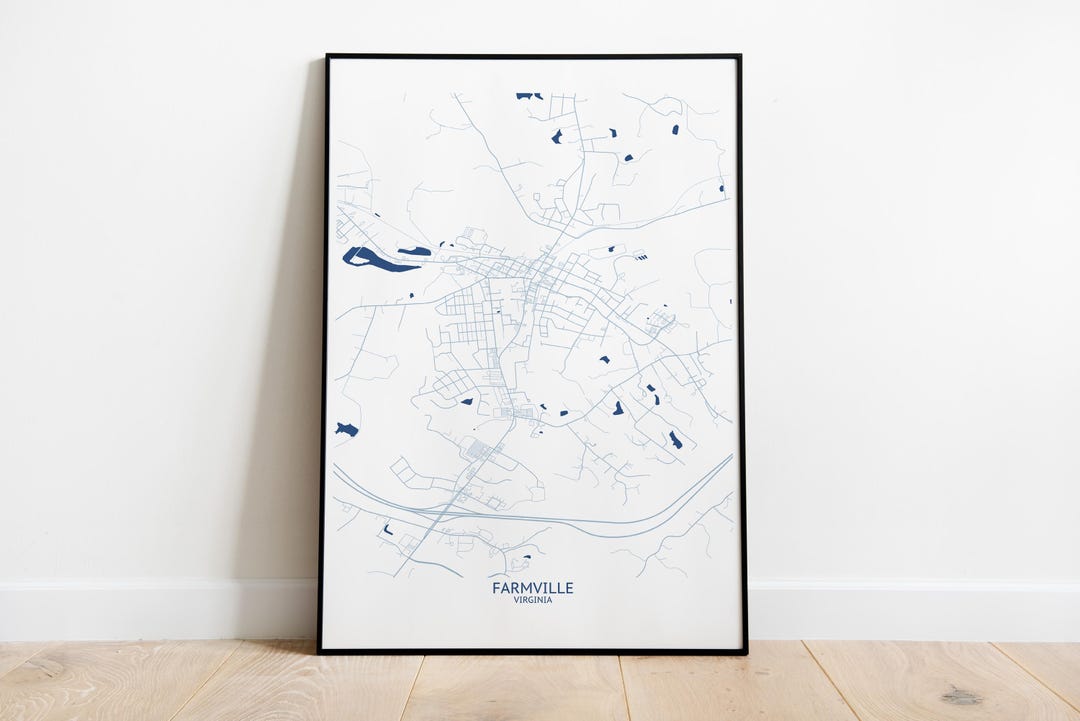 Farmville Virginia Map - Pittsburgh Map Company - Etsy