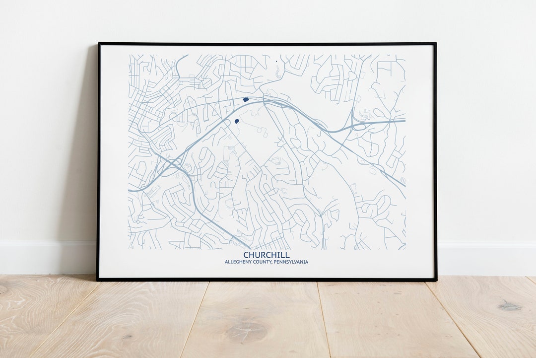 Churchill PA Map - Pittsburgh Map Company - Etsy