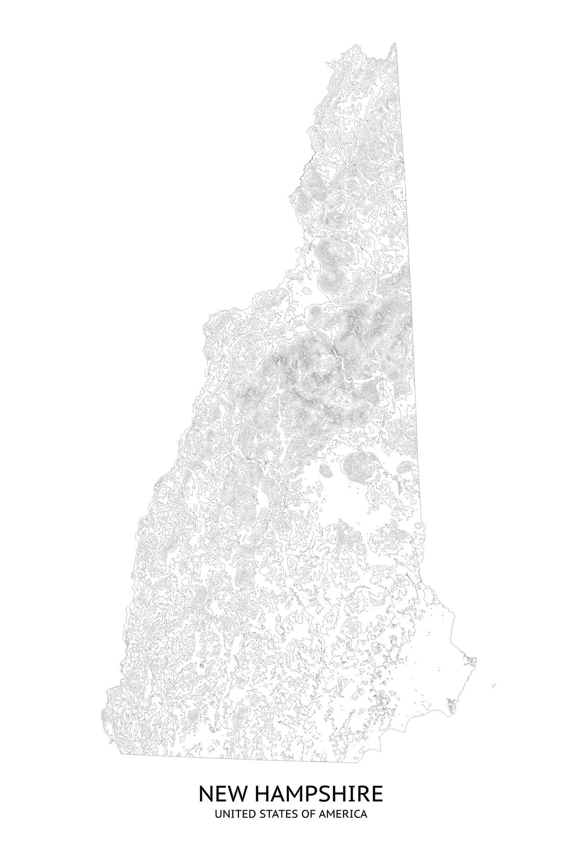 New Hampshire Elevation Map Pittsburgh Map Company - Etsy