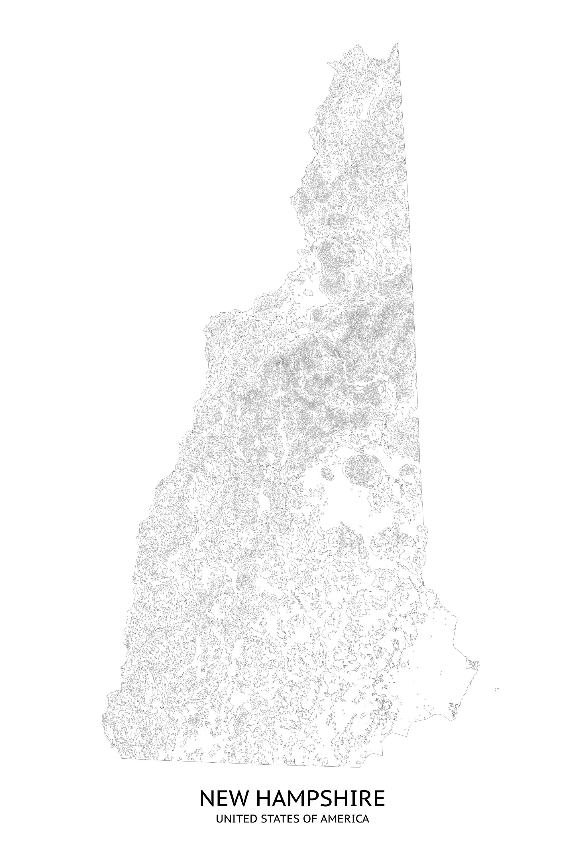 New Hampshire Elevation Map Pittsburgh Map Company - Etsy