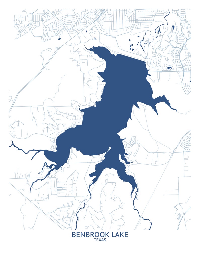 Benbrook Lake Texas Map - Pittsburgh Map Company - Etsy