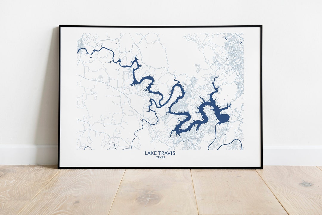 Lake Travis Texas Map - Pittsburgh Map Company - Etsy