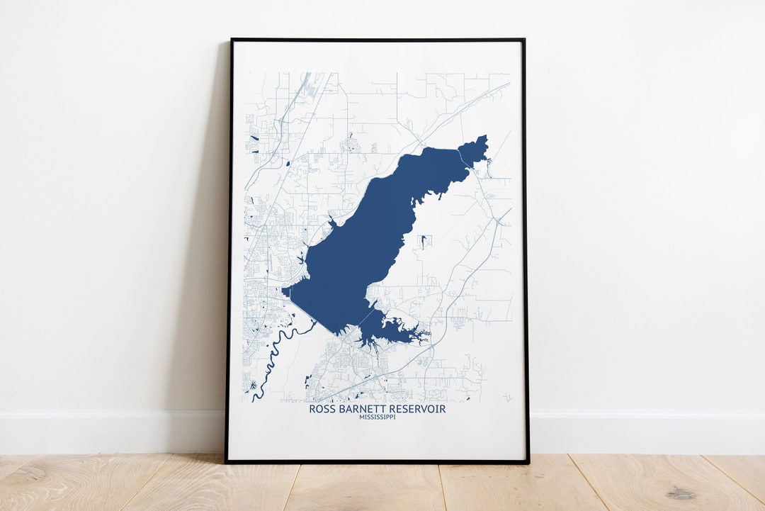 Ross Barnett Reservoir Mississippi Map - Pittsburgh Map Company - Etsy