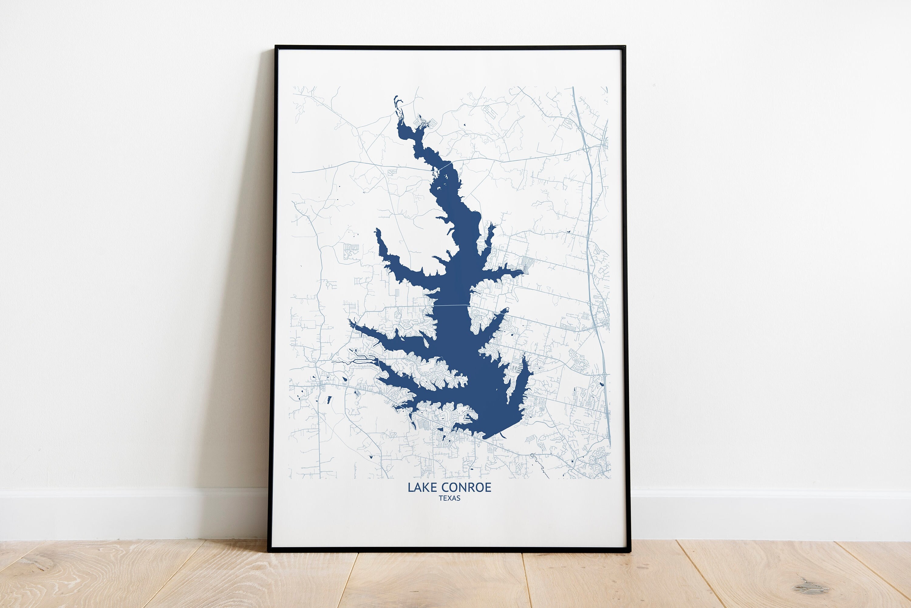 Lake Conroe Texas Map - Pittsburgh Map Company - Etsy
