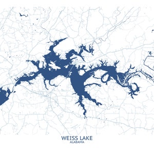 Weiss Lake Alabama Map - Pittsburgh Map Company - Etsy