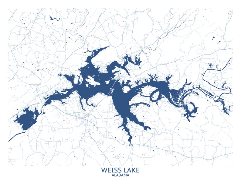 Weiss Lake Alabama Map - Pittsburgh Map Company - Etsy