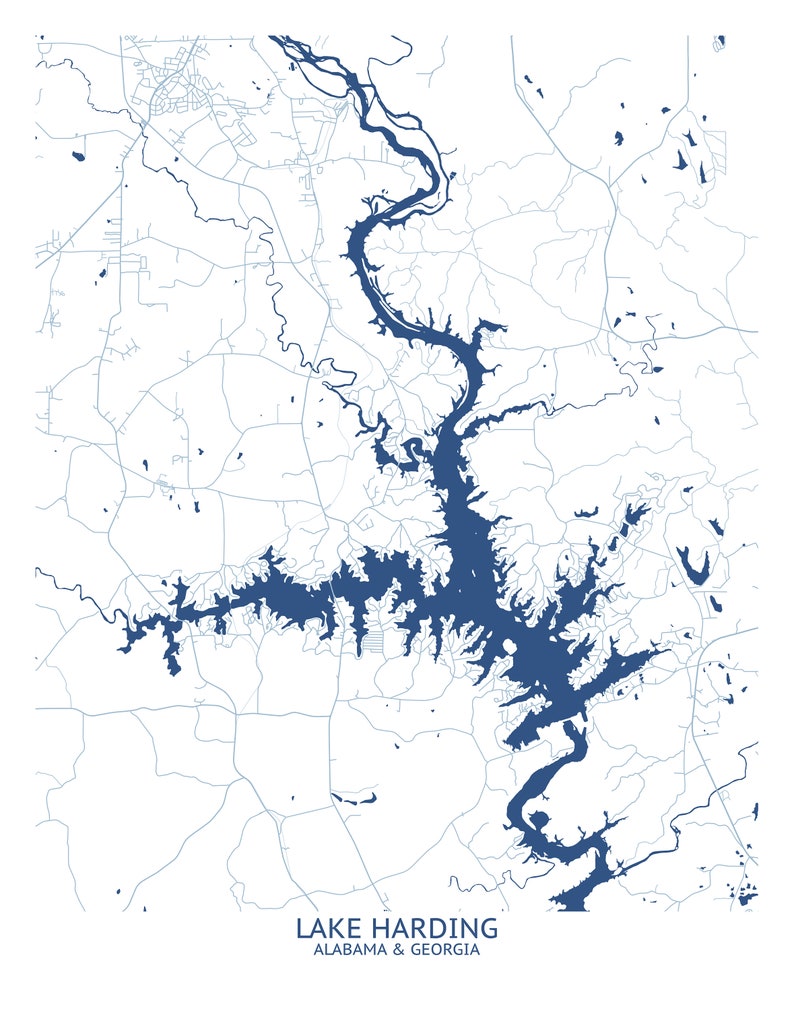 Lake Harding Alabama and Georgia Map - Pittsburgh Map Company - Etsy