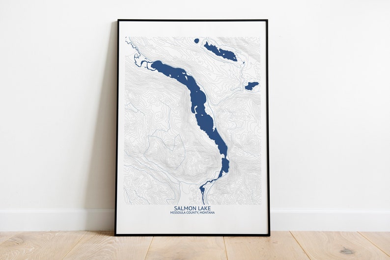 Salmon Lake Montana Map - Pittsburgh Map Company - Etsy