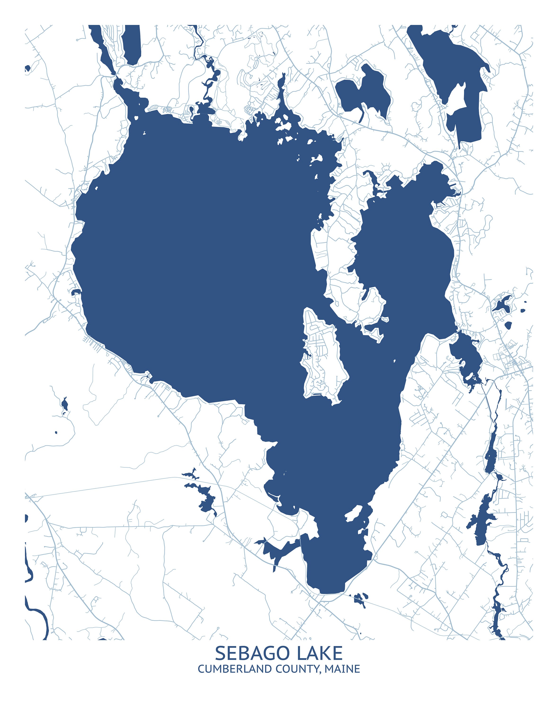 Sebago Lake Maine Map - Pittsburgh Map Company - Etsy