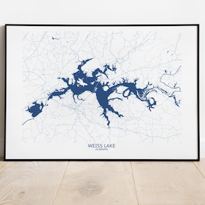 Weiss Lake Alabama Map - Pittsburgh Map Company - Etsy