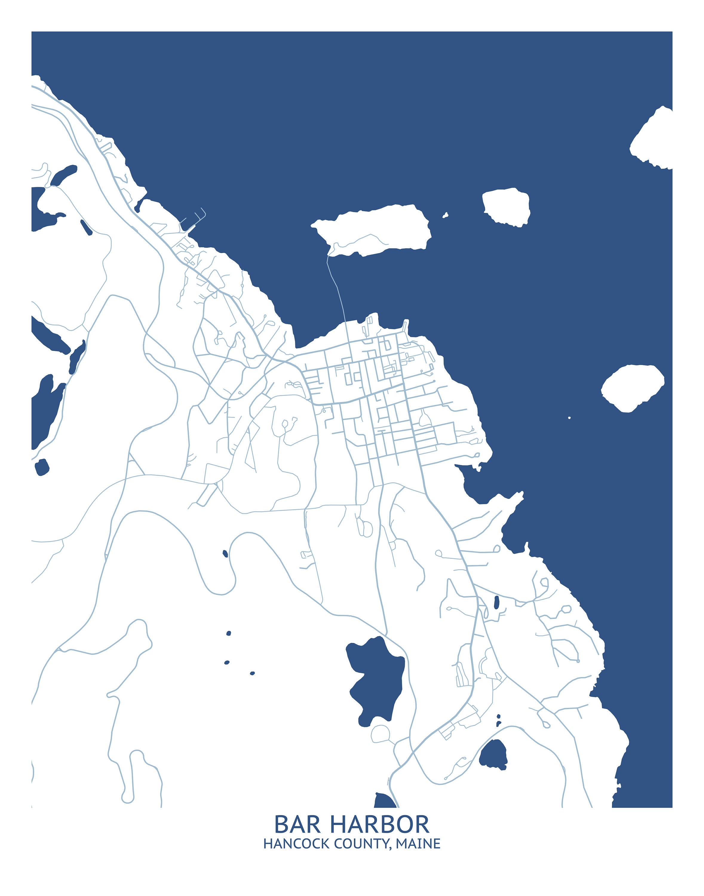 Bar Harbor Maine Map - Pittsburgh Map Company - Etsy
