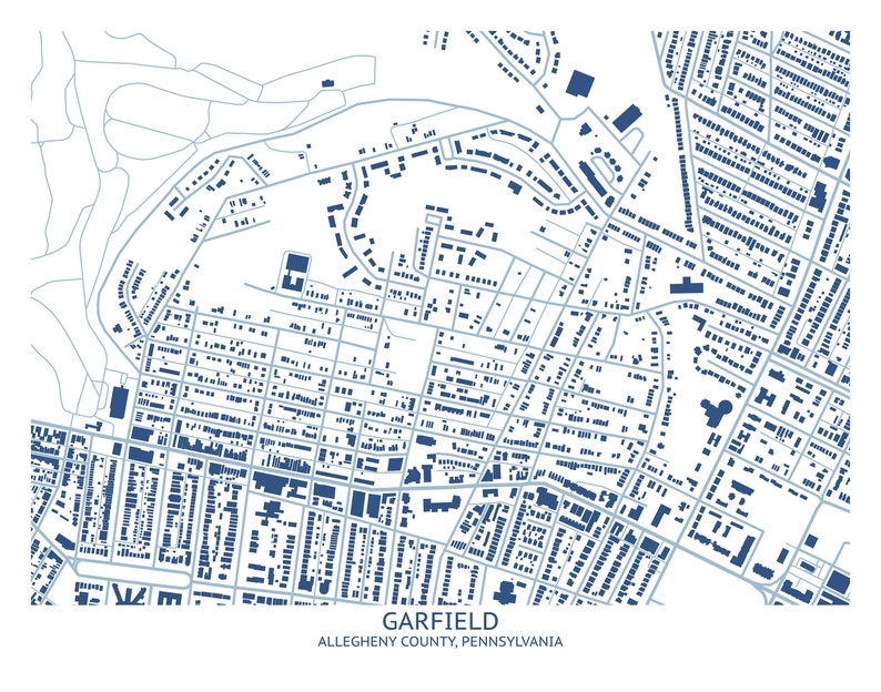 Garfield Pittsburgh PA Map Pittsburgh Map Company - Etsy