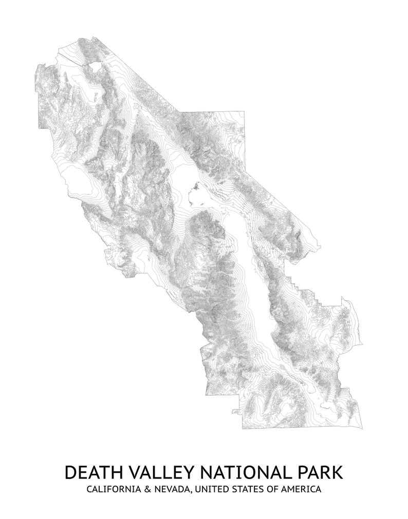 Death Valley National Park Elevation Map - Pittsburgh Map Company - Etsy