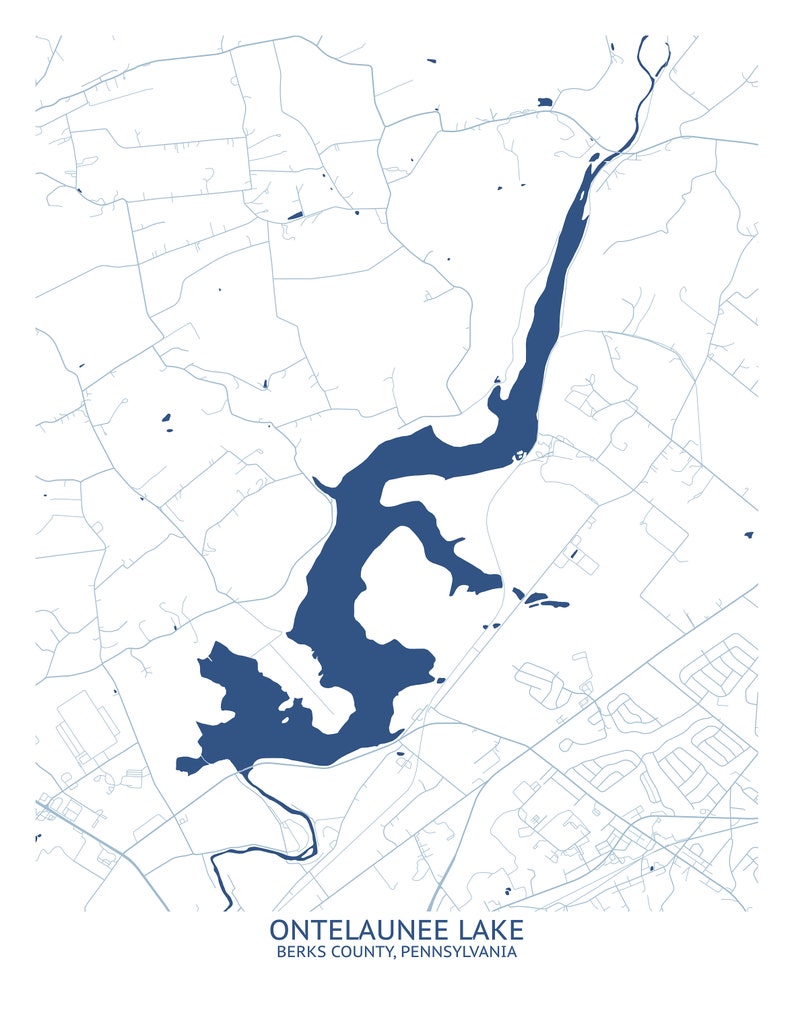 Ontelaunee Lake PA Map - Pittsburgh Map Company - Etsy