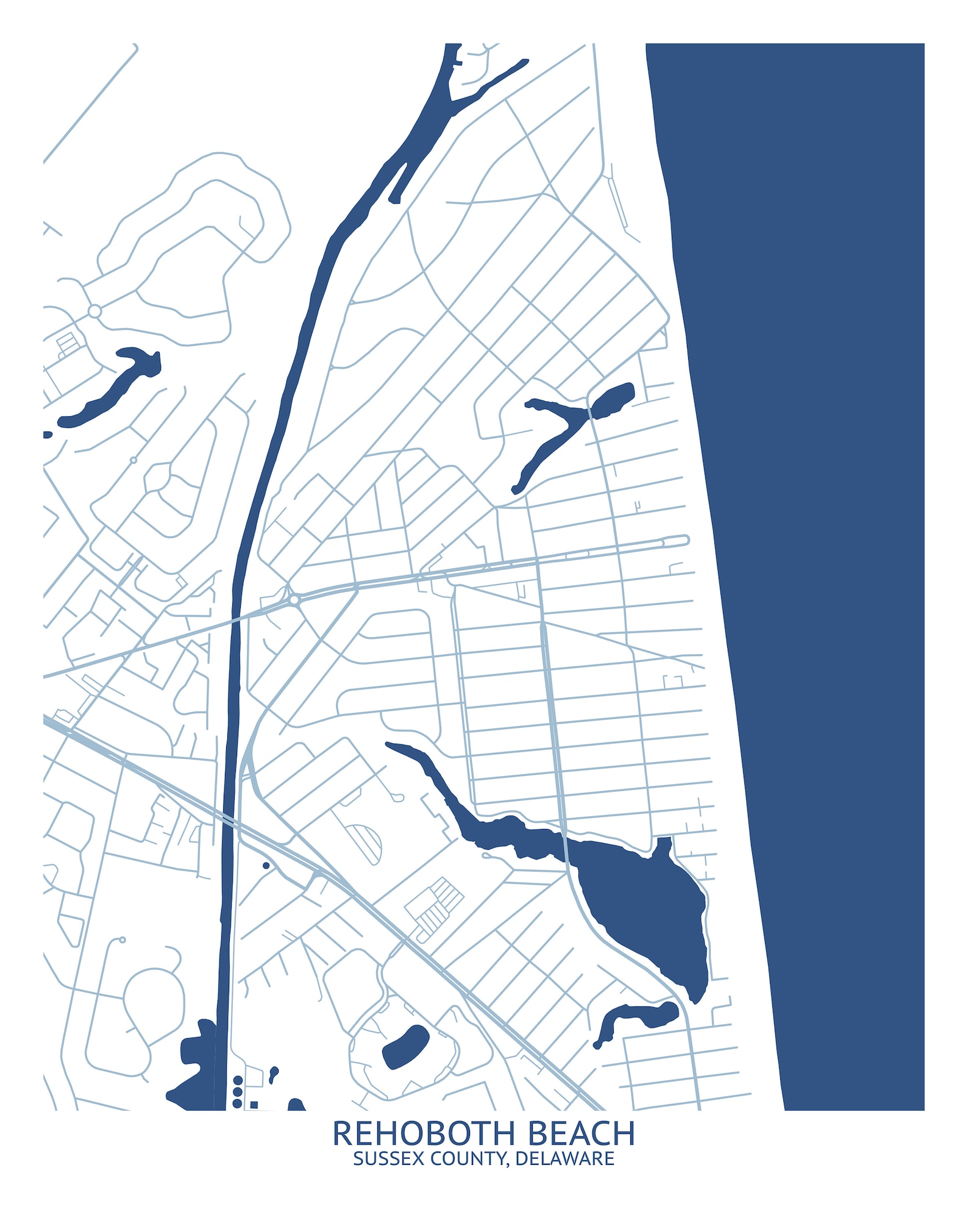 Rehoboth Beach Delaware Map Pittsburgh Map Company - Etsy