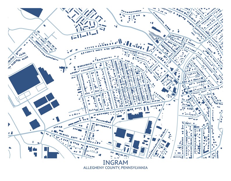 Ingram PA Map Pittsburgh Map Company - Etsy