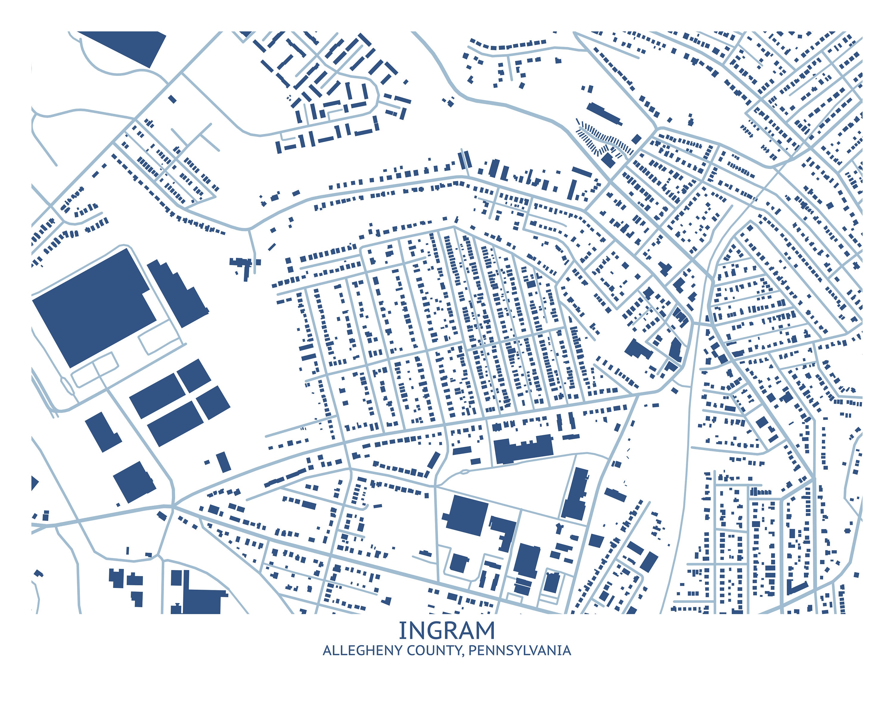 Ingram PA Map Pittsburgh Map Company - Etsy