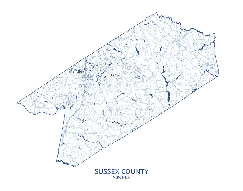 Sussex County Va Street Map Pittsburgh Map Company Etsy