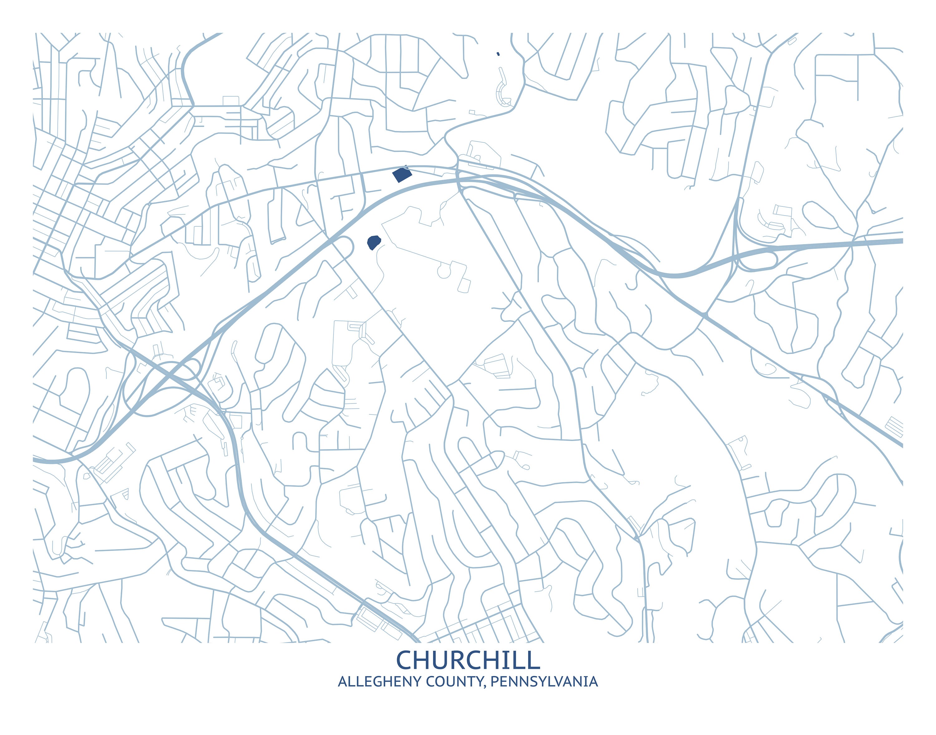 Churchill PA Map - Pittsburgh Map Company - Etsy