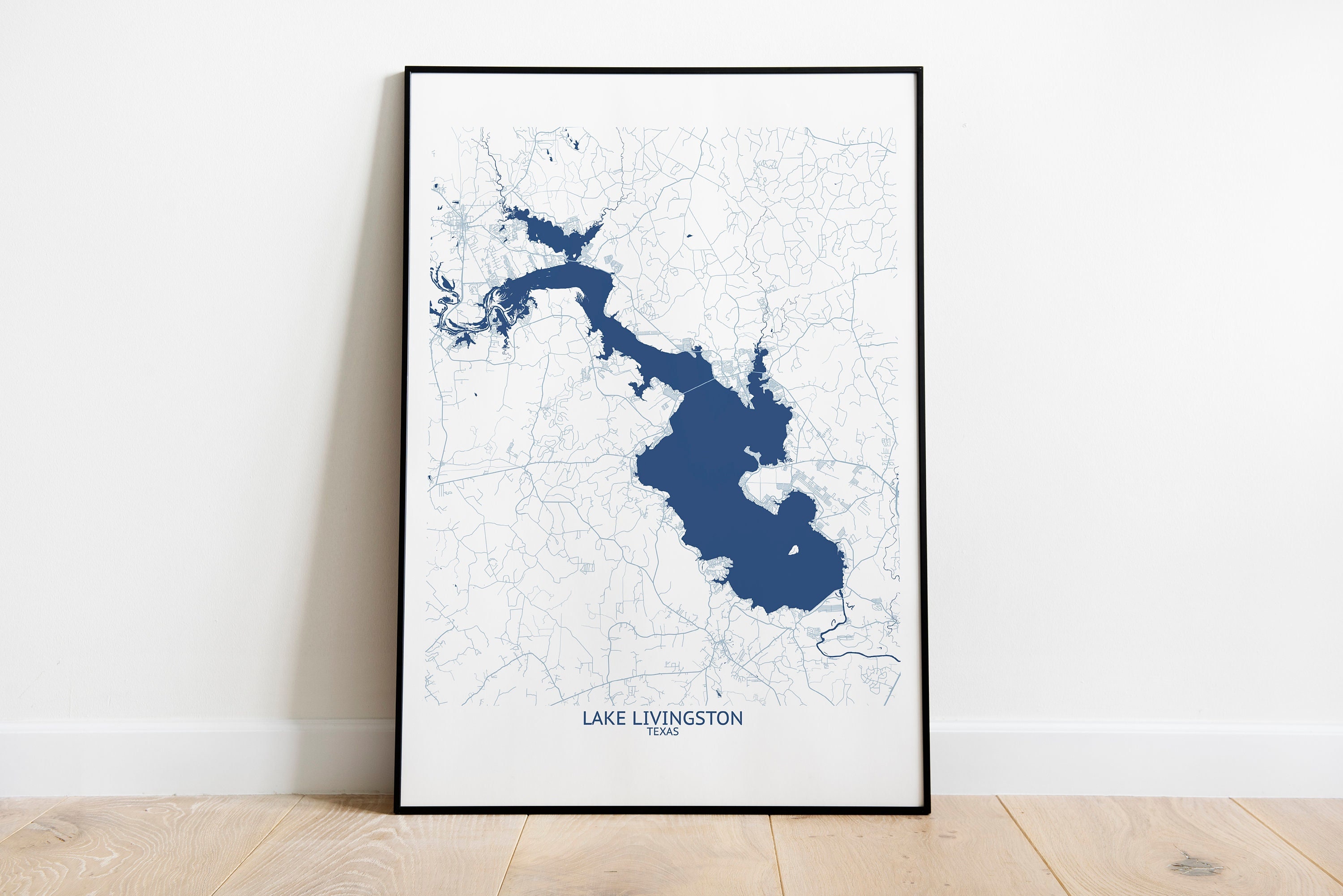 Lake Livingston Texas Map - Pittsburgh Map Company - Etsy