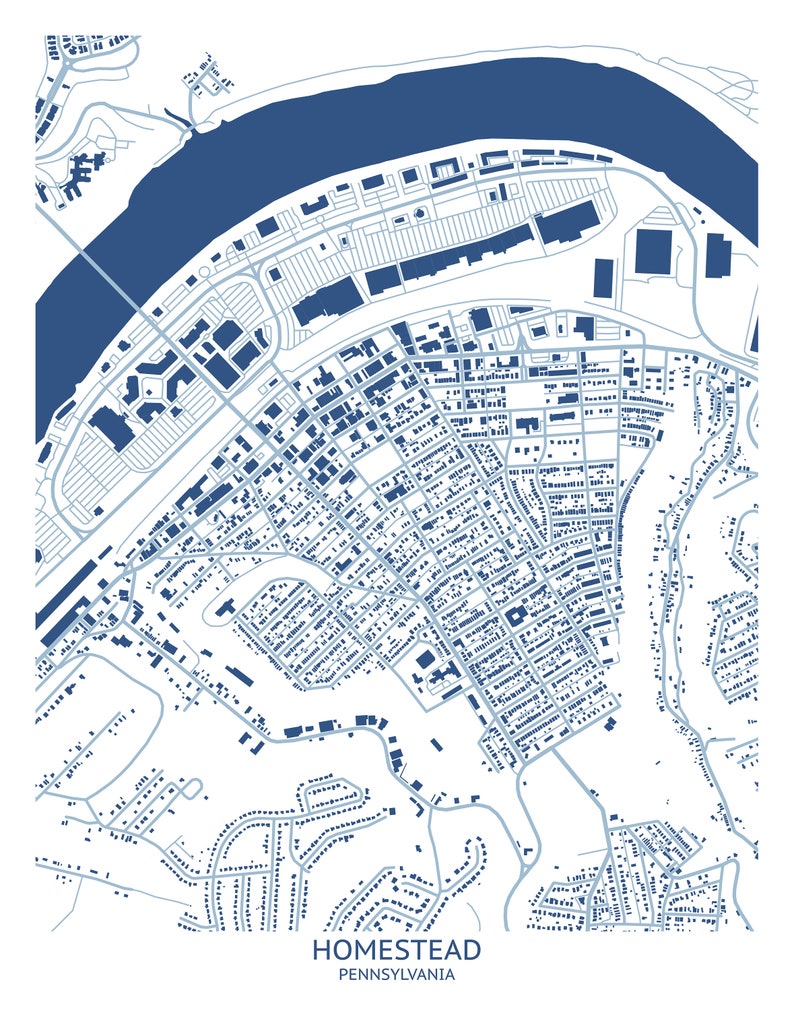 Homestead PA Map Pittsburgh Map Company - Etsy