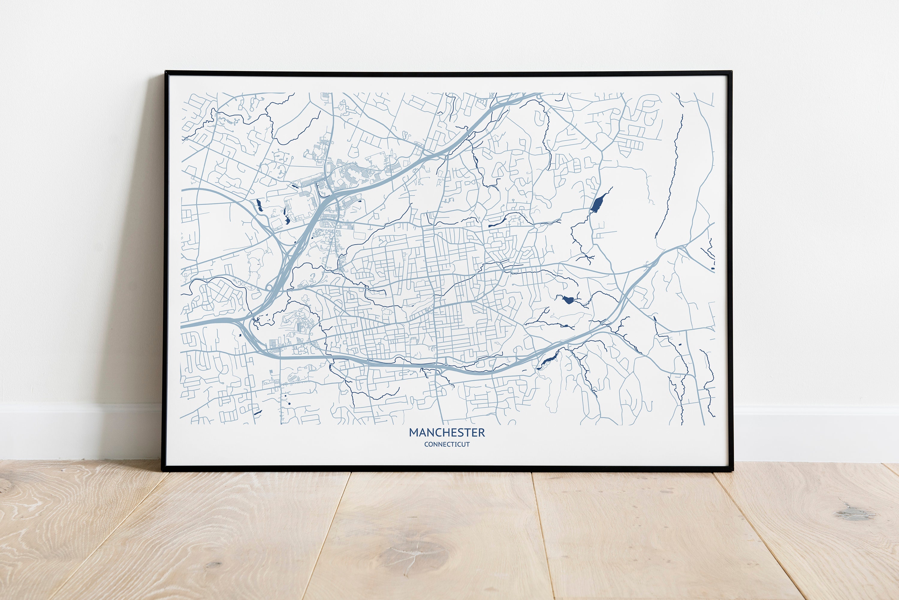 Manchester CT Map Pittsburgh Map Company - Etsy
