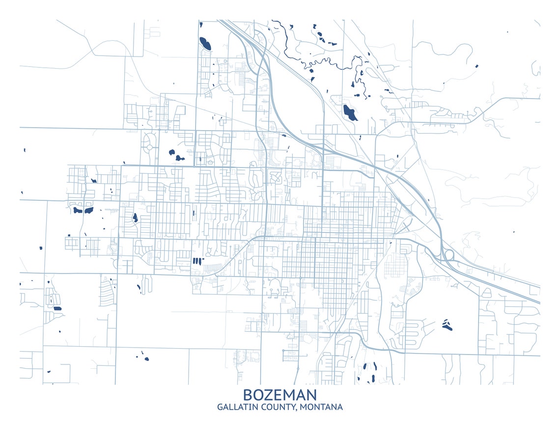 Bozeman Montana Street Map Pittsburgh Map Company Etsy