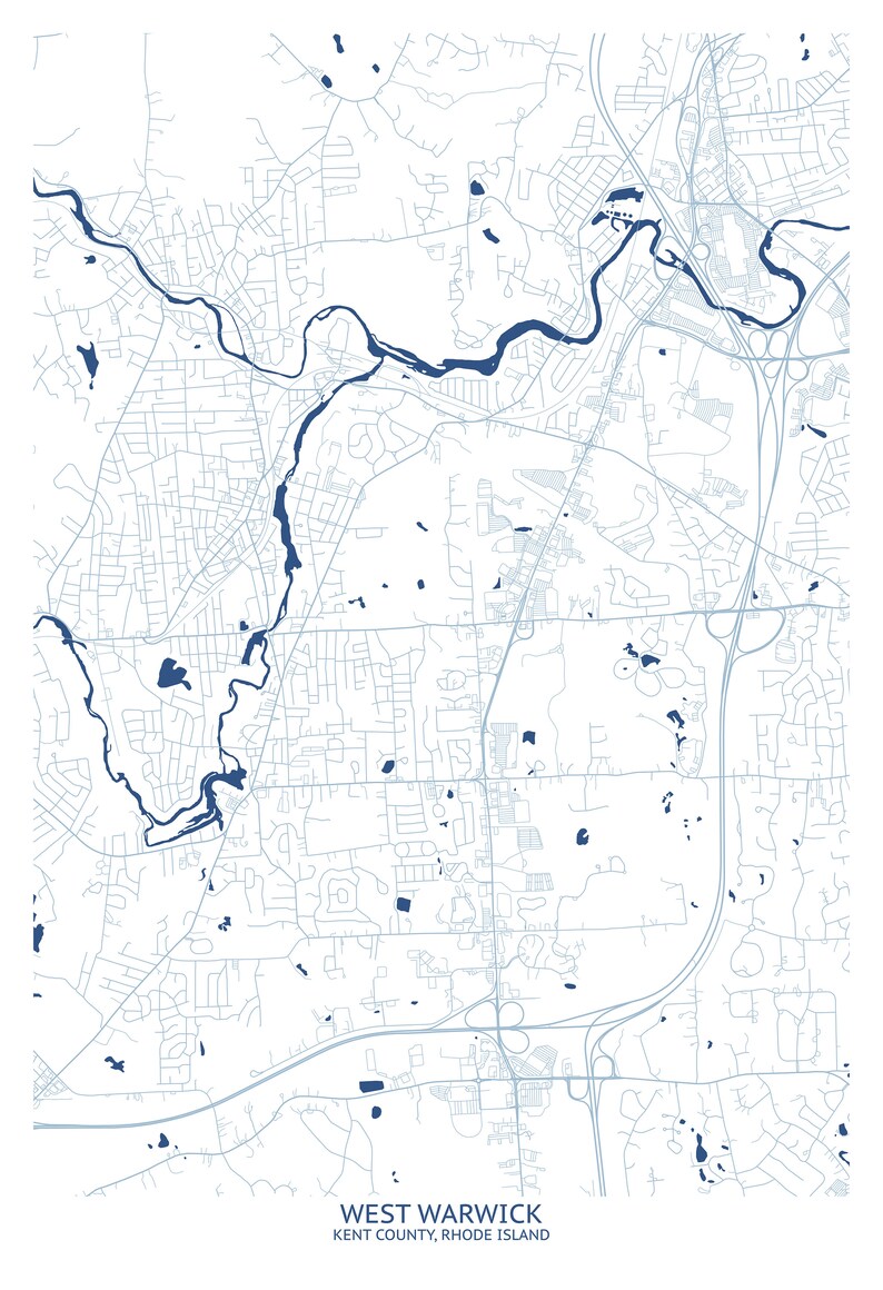 West Warwick Rhode Island Map - Pittsburgh Map Company - Etsy