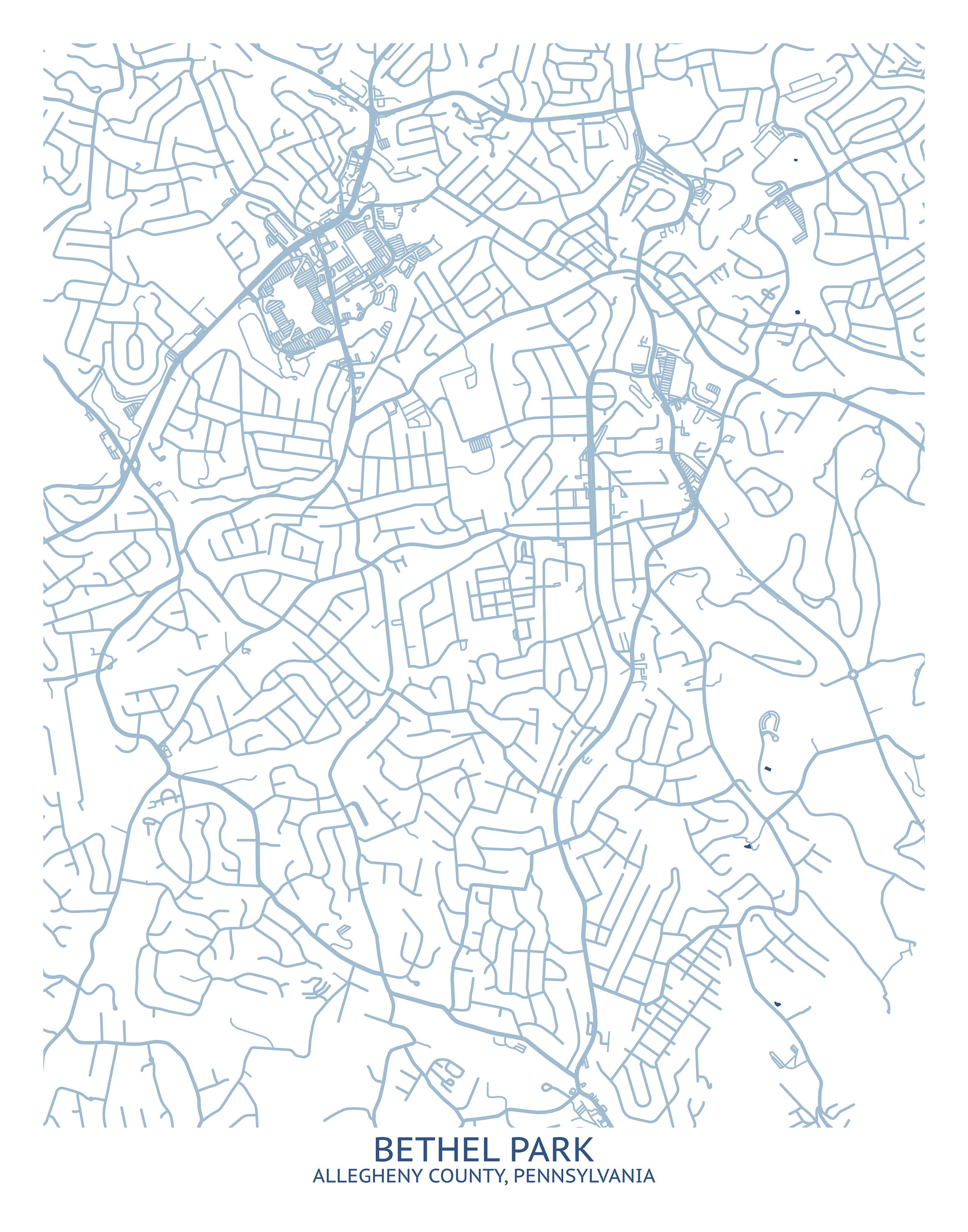Bethel Park PA Map - Pittsburgh Map Company - Etsy