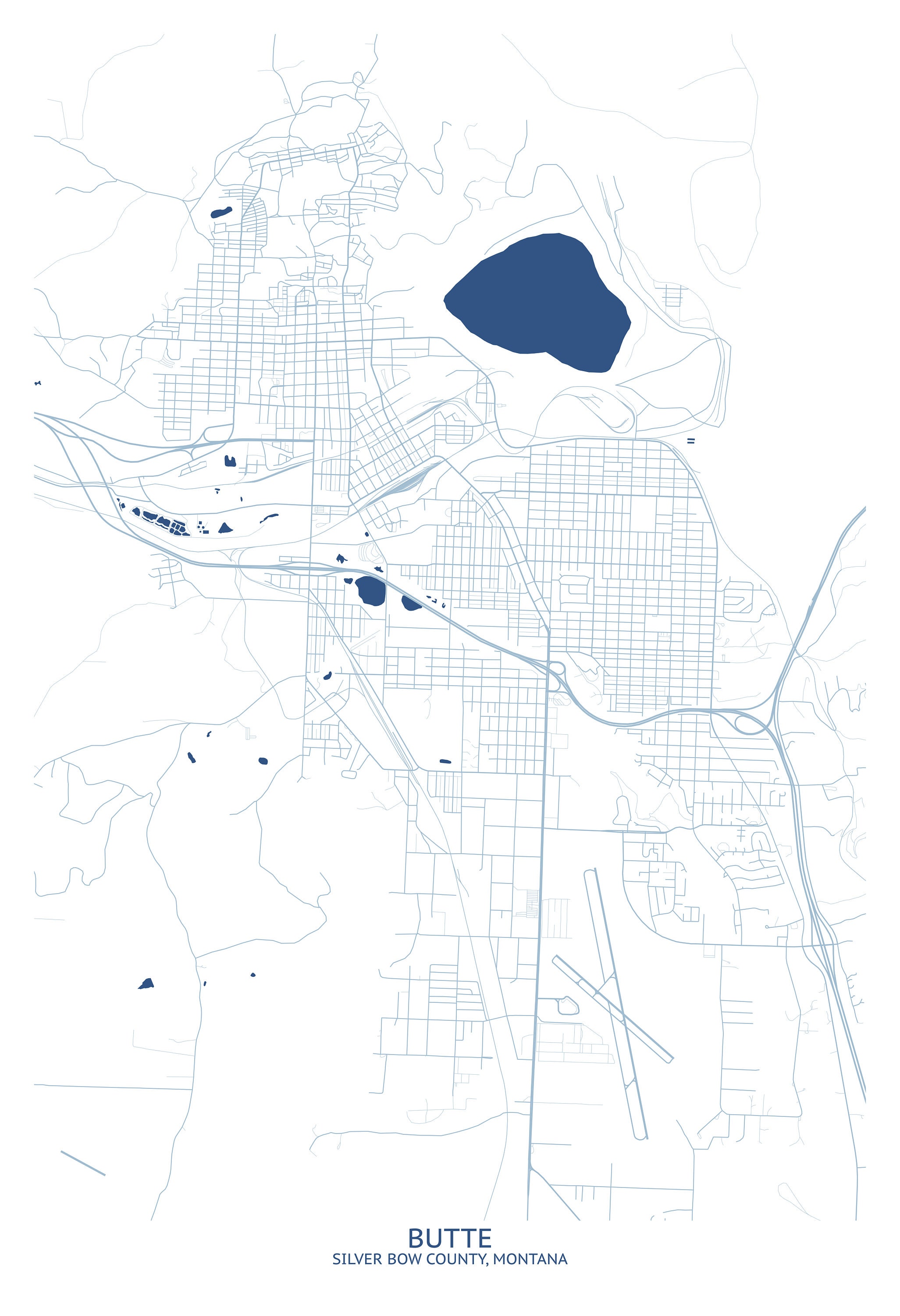 Butte Montana Map - Pittsburgh Map Company - Etsy