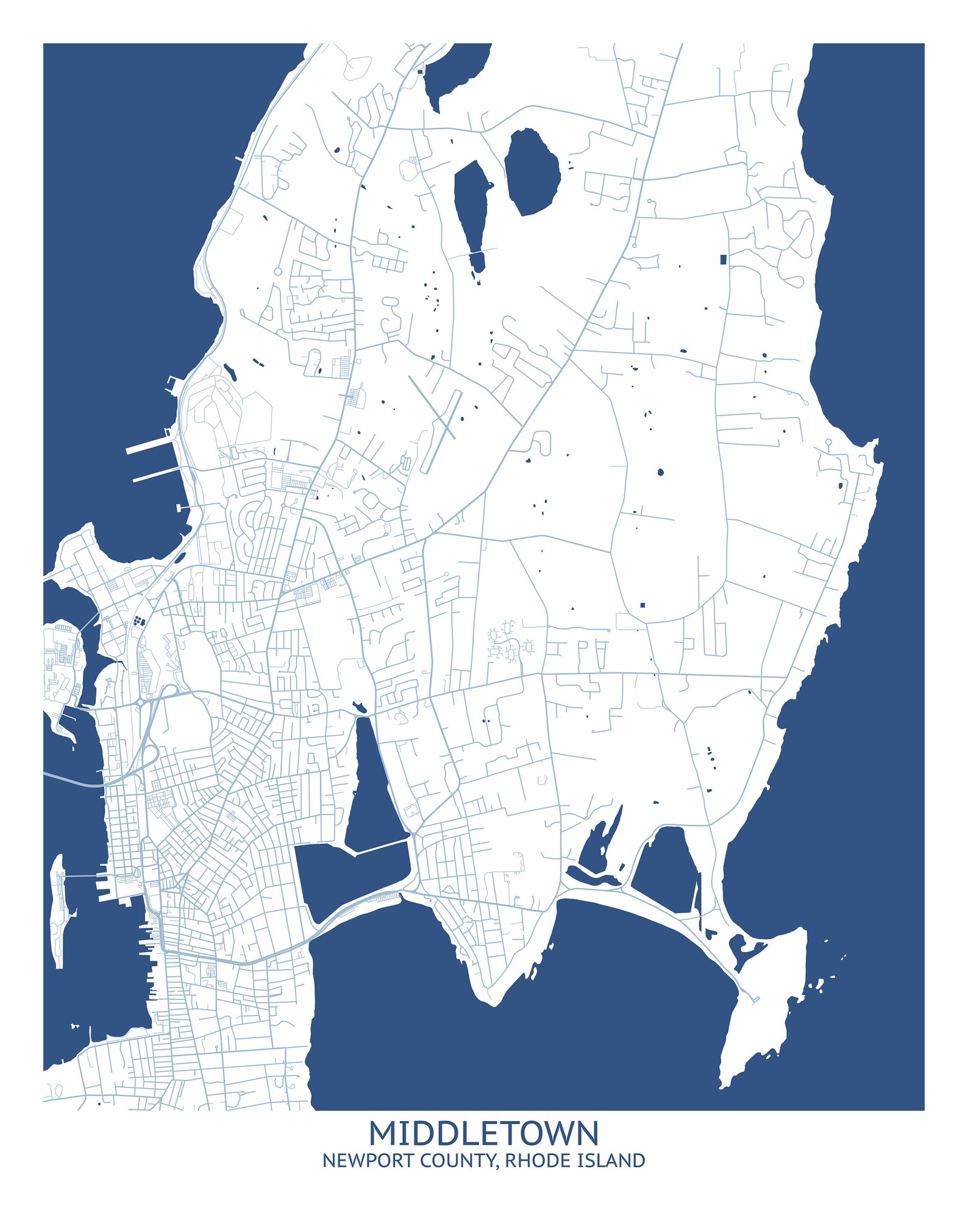 Middletown Rhode Island Map Pittsburgh Map Company - Etsy