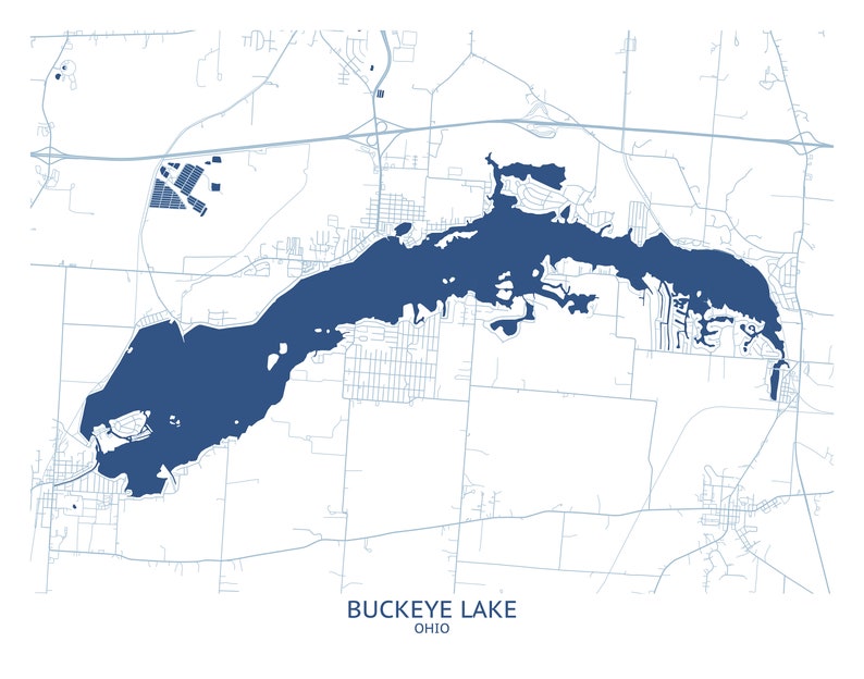 Buckeye Lake Ohio Map - Pittsburgh Map Company - Etsy