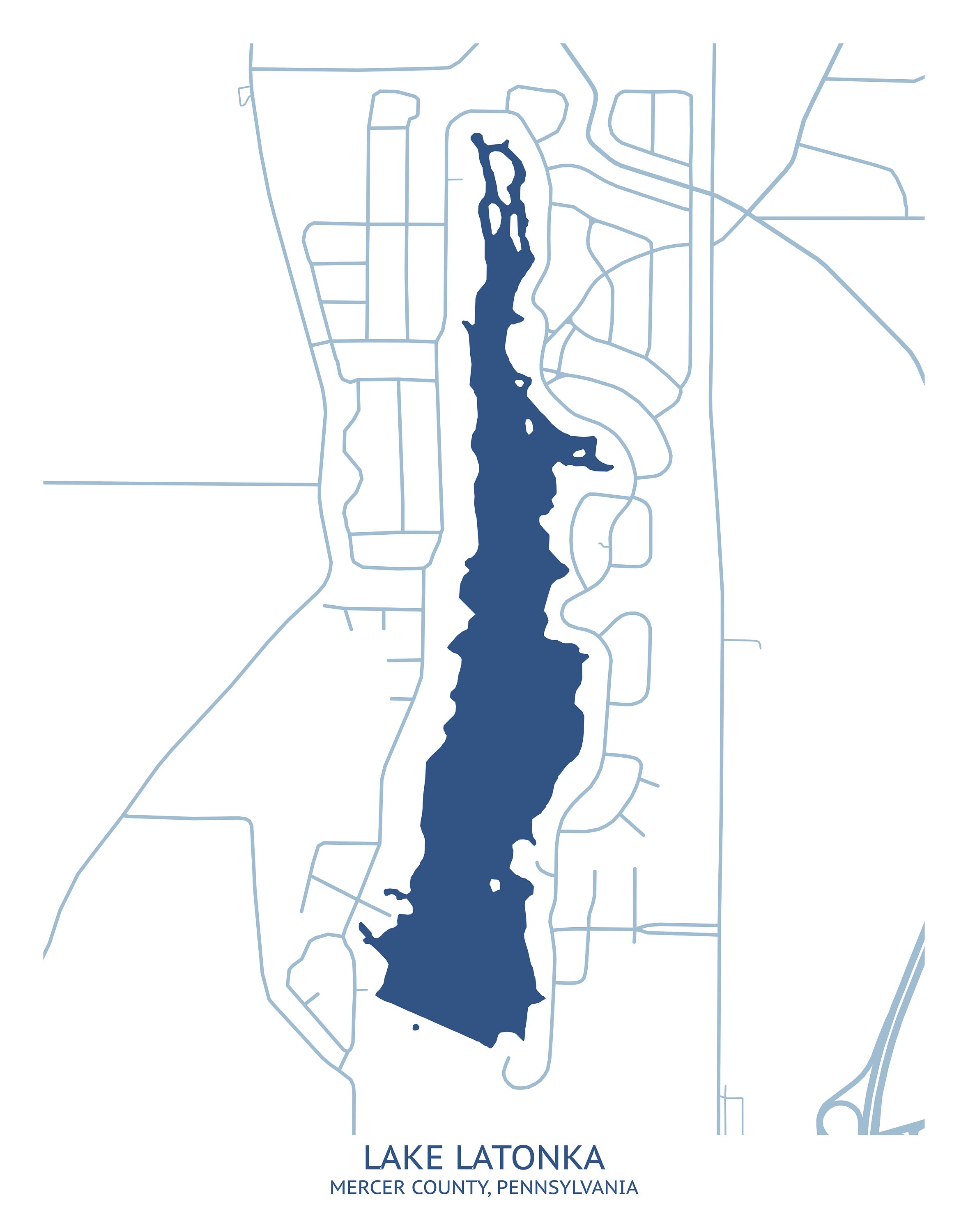 Lake Latonka Map - Pittsburgh Map Company - Etsy